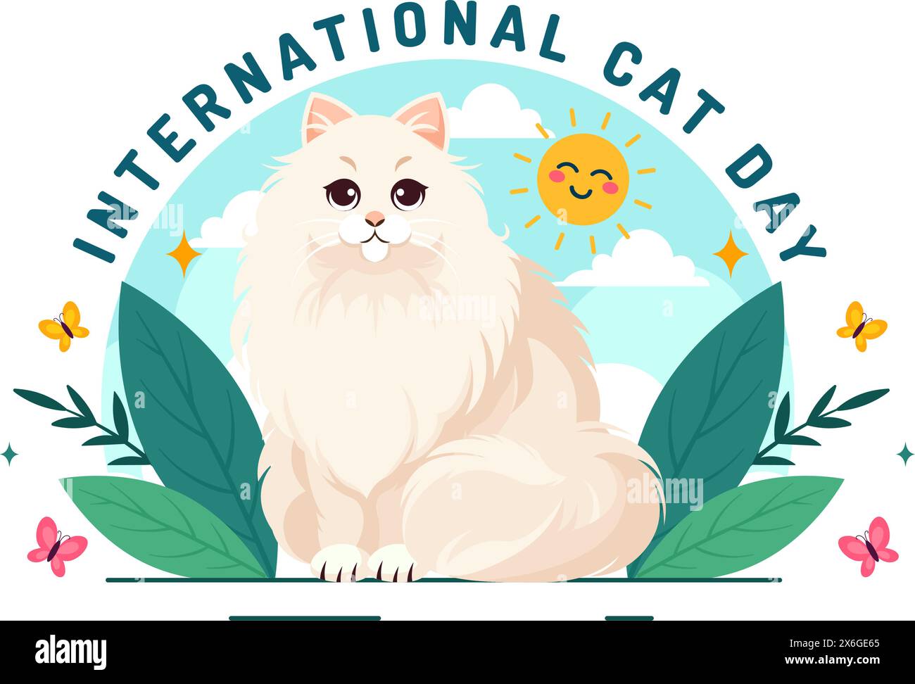 International Cat Day Vector Illustration on August 8 with Cats Animals ...
