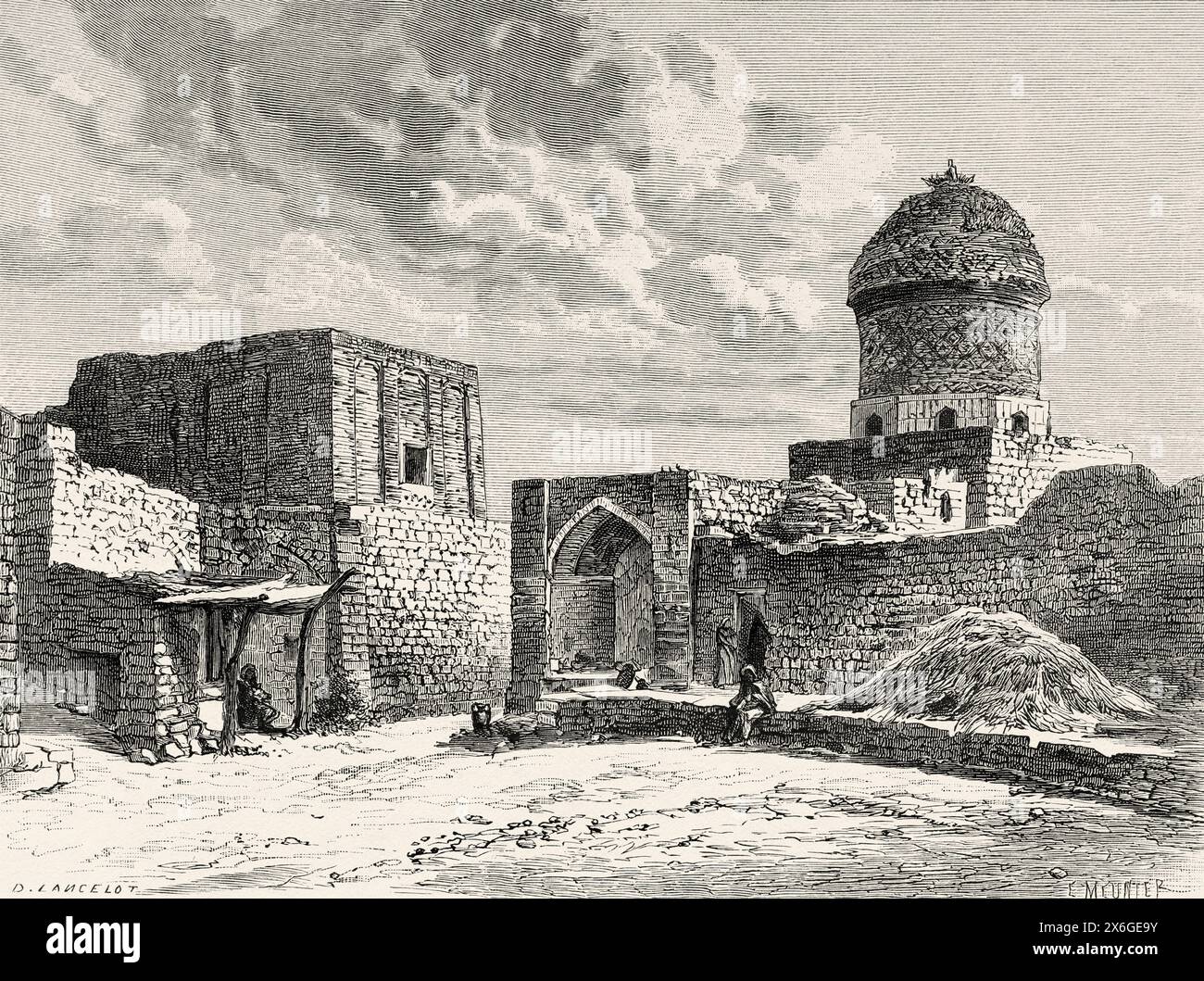 Abdullah Banu mausoleum, Shushtar. Iran. Middle East. Drawing by ...