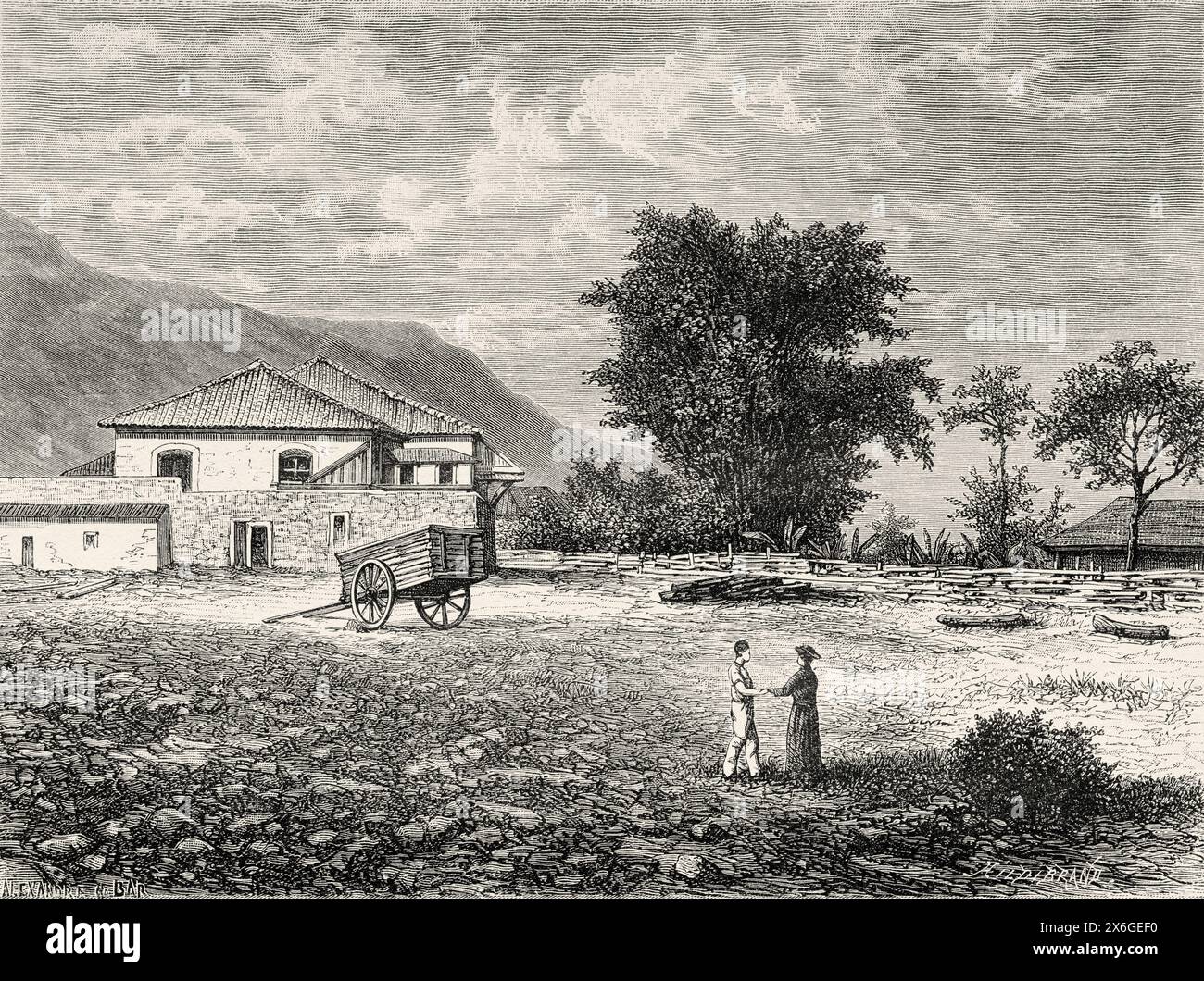 Hacienda in Jalajala, Manila, Philippines, South Asia. Drawing by ...