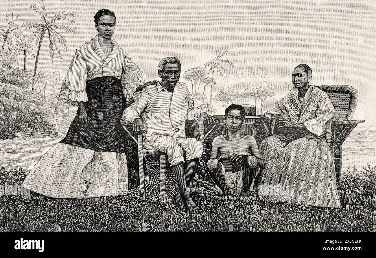 Tagalog family from Manila, Philippines, South Asia. Drawing by ...