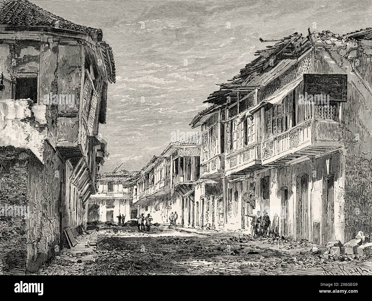 Saint Roque Street after the earthquake of July 18, 1880 in Manila ...