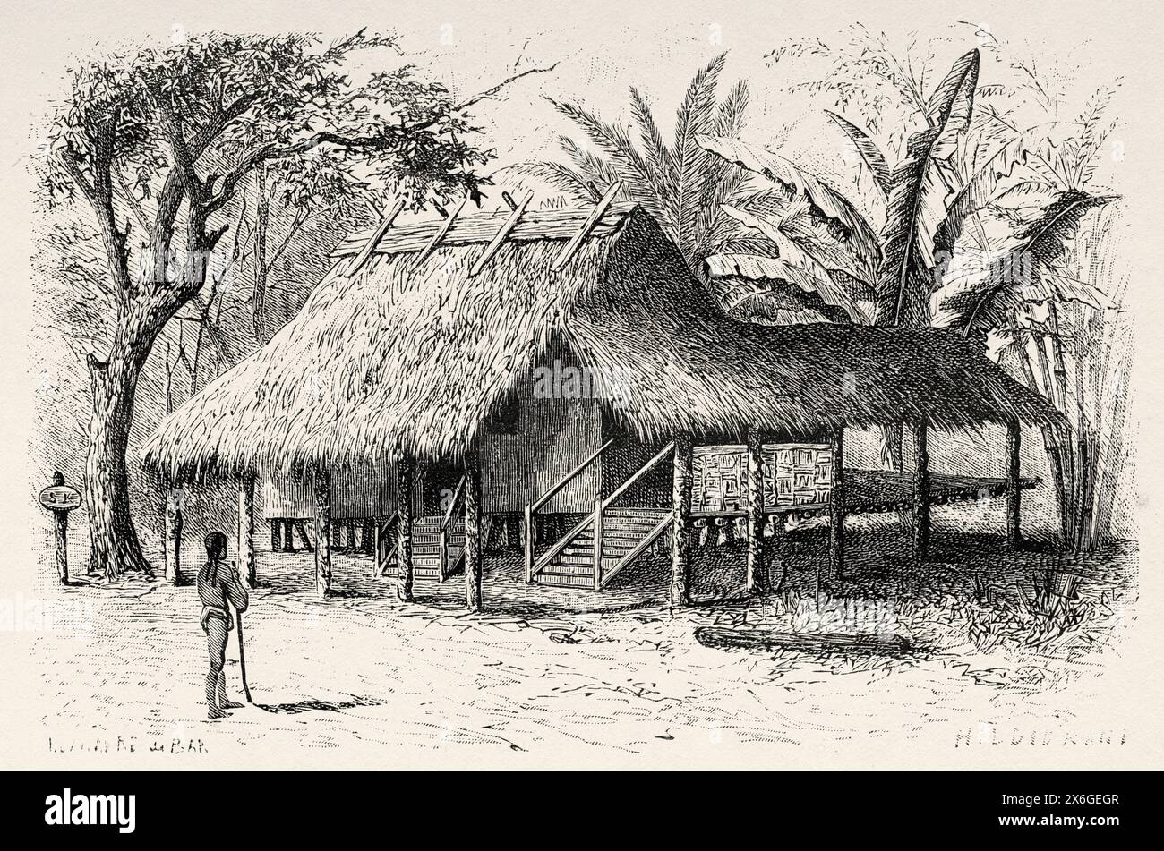 Ifugao Native House, Luzon Island, Philippines, South Asia. Drawing by ...