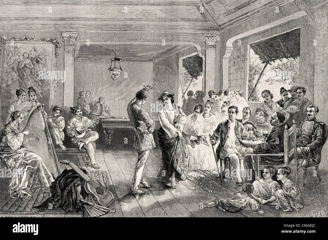 Party a Santa Cruz de Nano, Manila, Philippines, South Asia. Drawing by ...