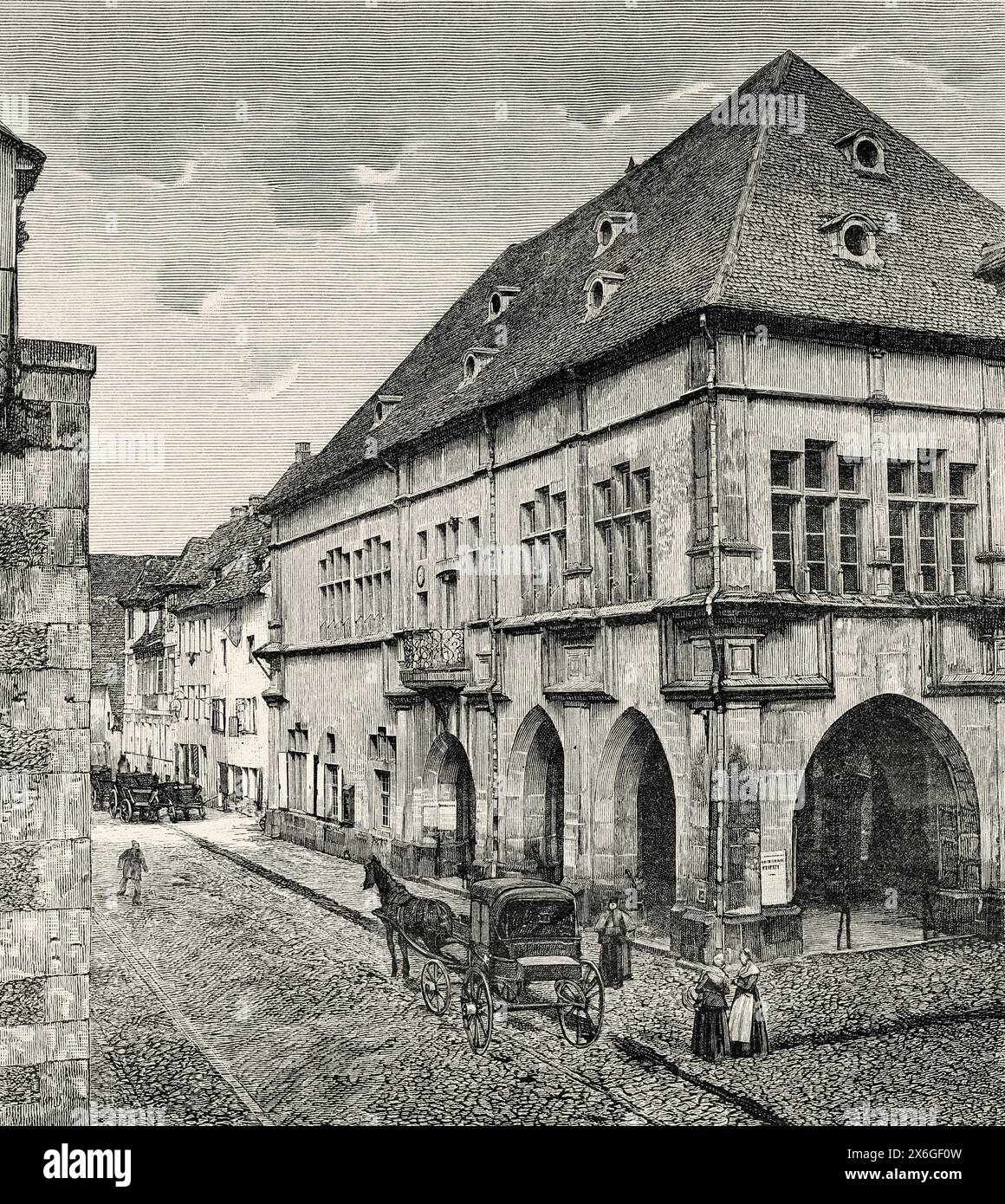 Palace of the Sovereign Council in Ensisheim, Alsace, France. Drawing ...