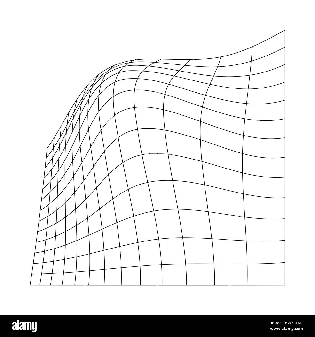 Distorted black grid on white background. Waved mesh texture. Fish net with deformation effect ...