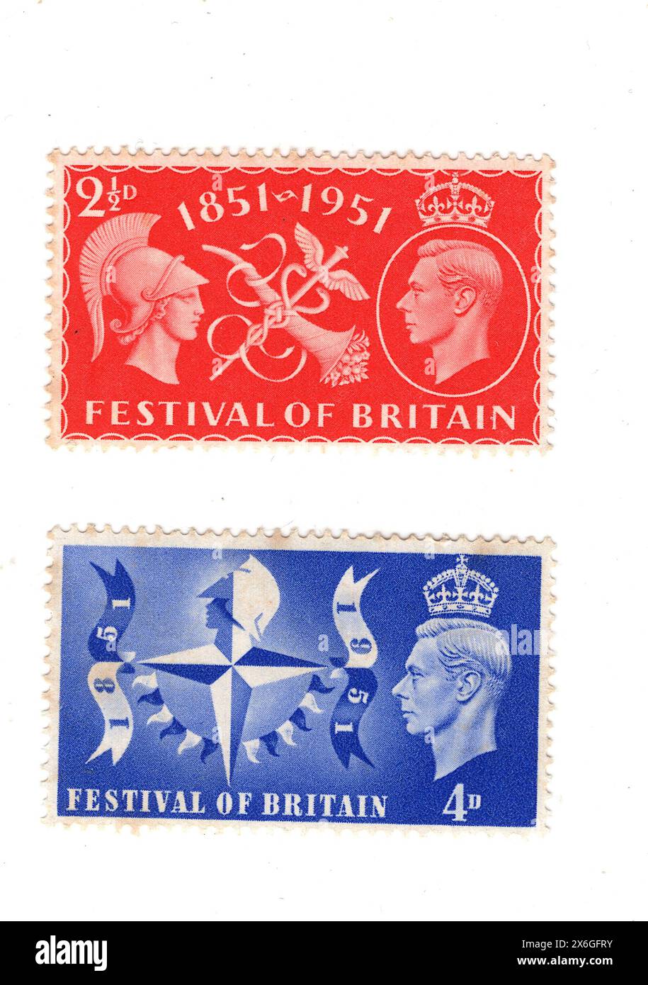 A set of King George VI Festival of Britain 1951 postage stamps from ...