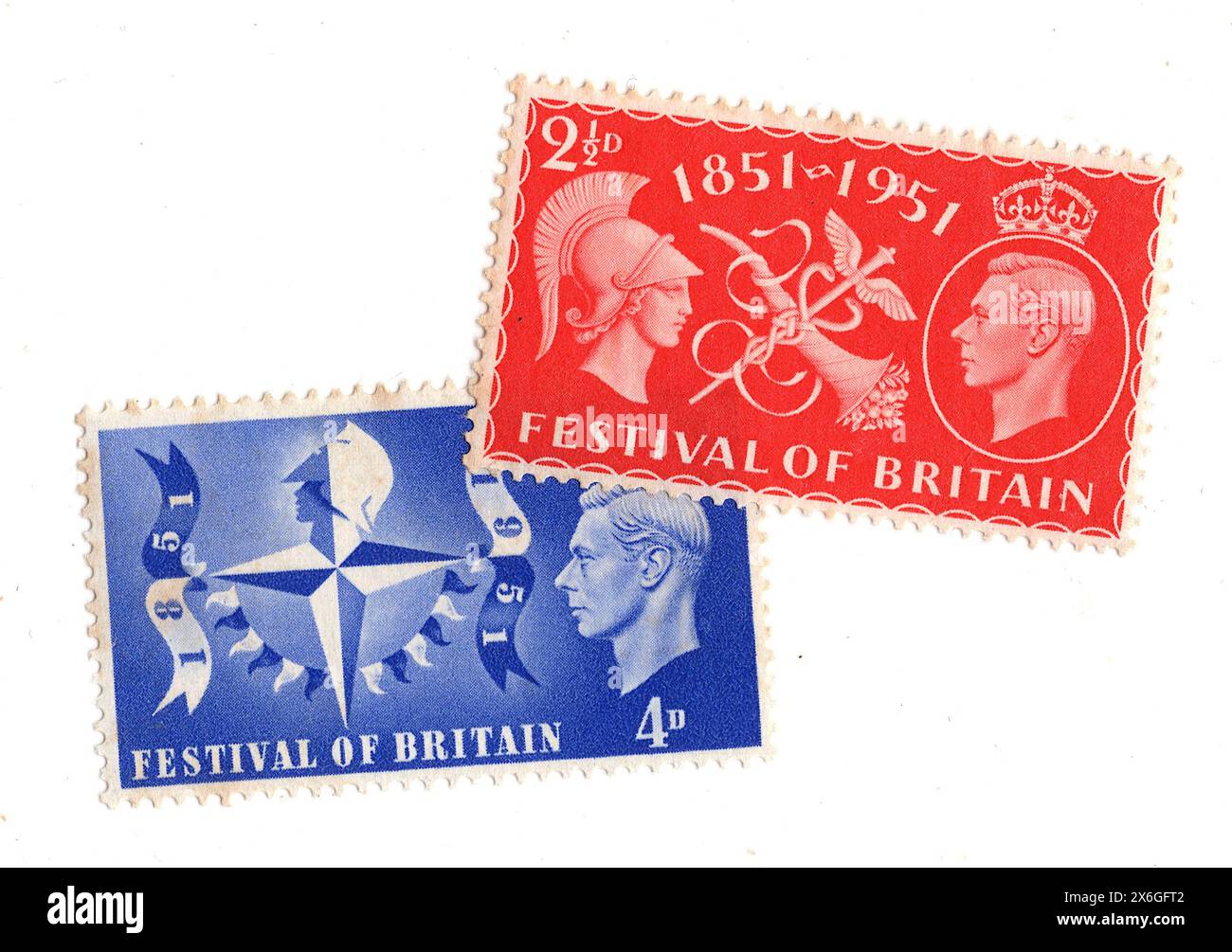 A set of King George VI Festival of Britain 1951 postage stamps from ...