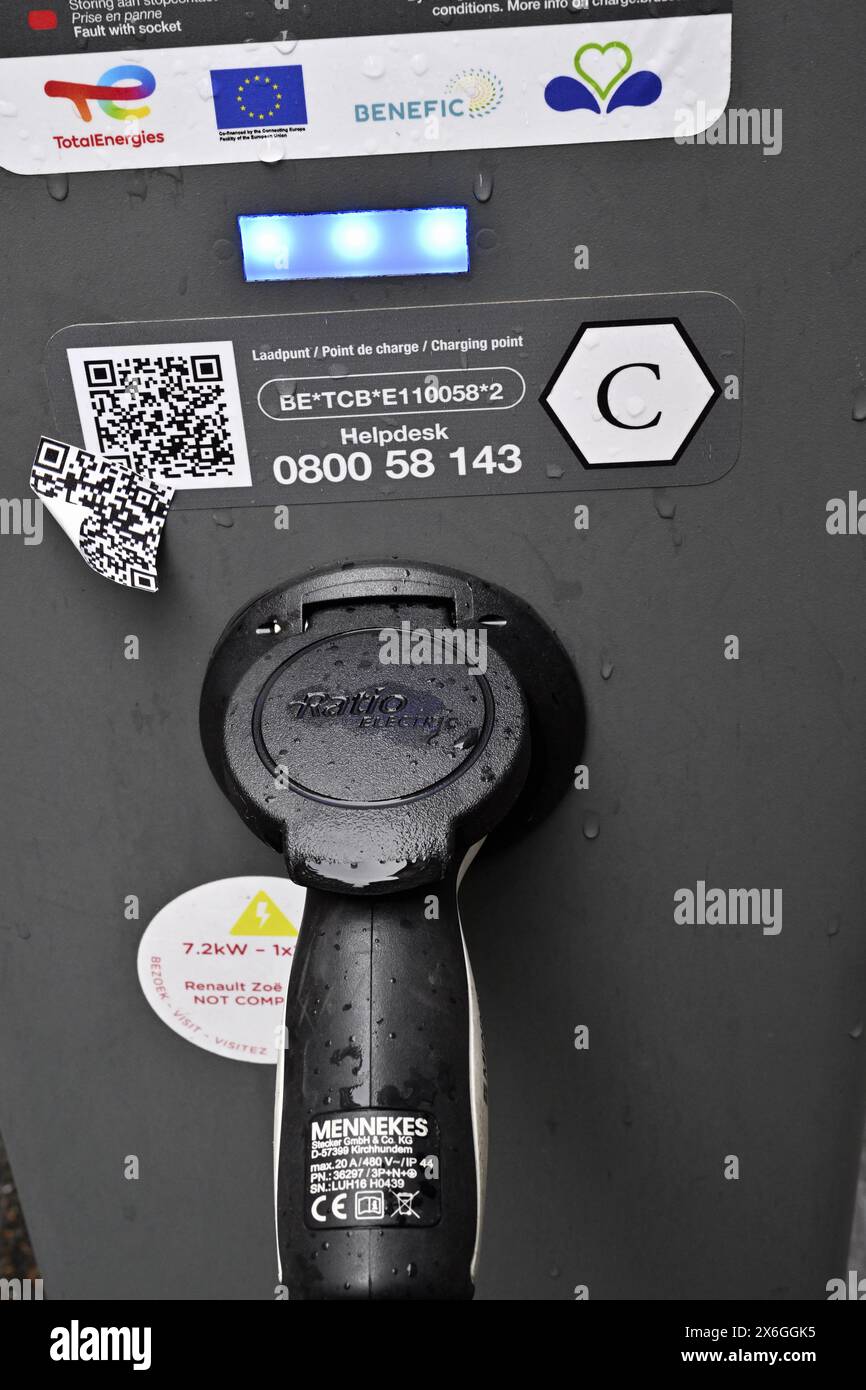 Brussels, Belgium. 15th May, 2024. A fake sticker pictured at a ...