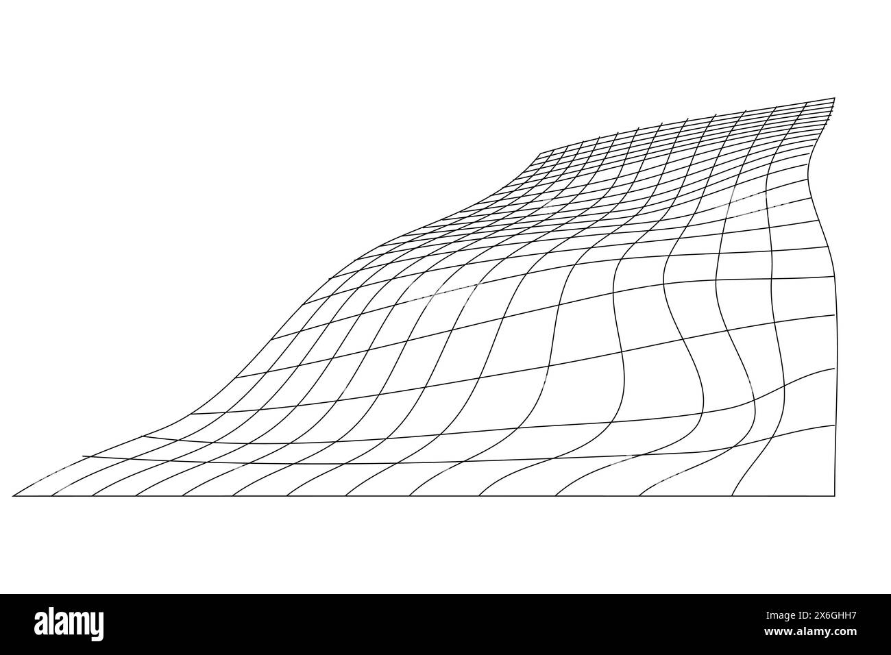 Distorted black grid on white background. Waved mesh texture. Fish net ...