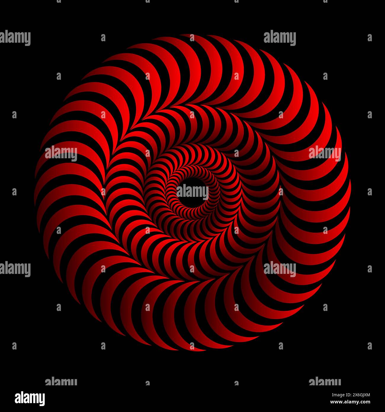 3D spiral. Hypnotic volumetric wavy circles. Isometric trumpet waves ...