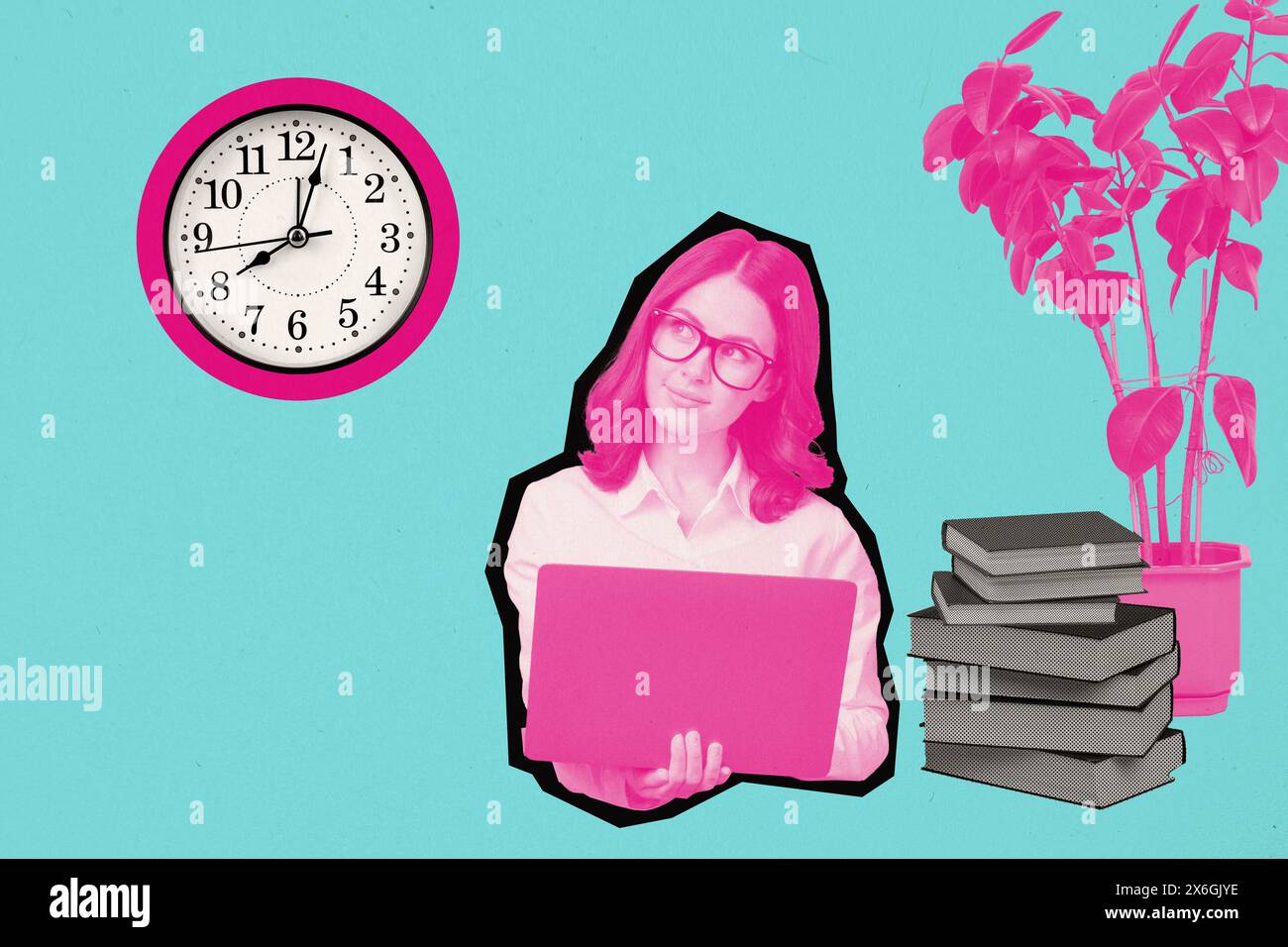 Composite trend artwork sketch image collage of silhouette young ...