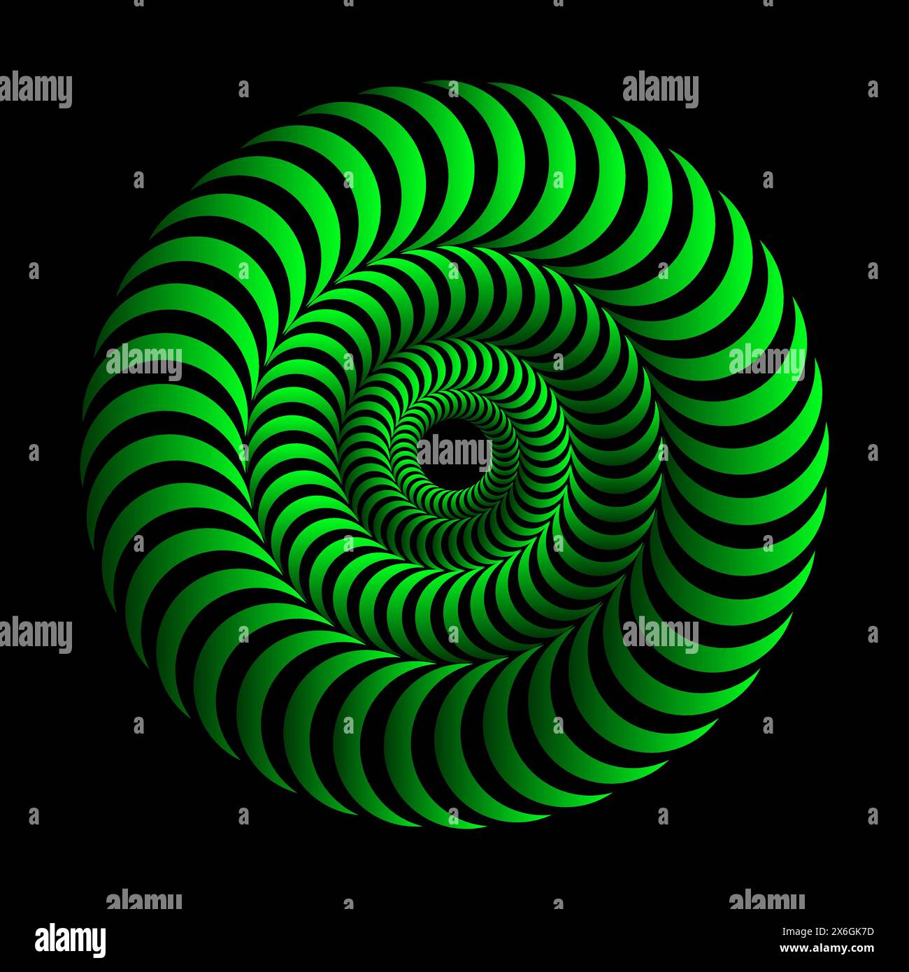 3D spiral. Hypnotic volumetric wavy circles. Isometric trumpet waves ...