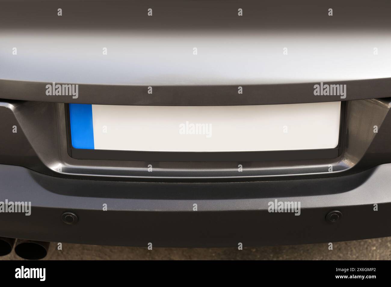 Car with vehicle registration plate outdoors, closeup Stock Photo - Alamy