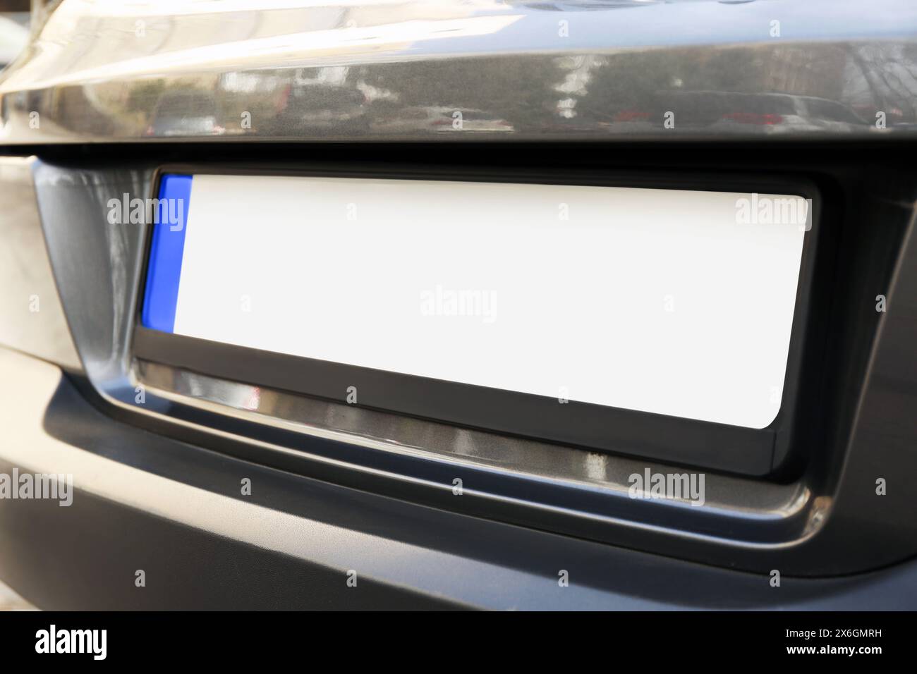 Car with vehicle registration plate, closeup view Stock Photo - Alamy