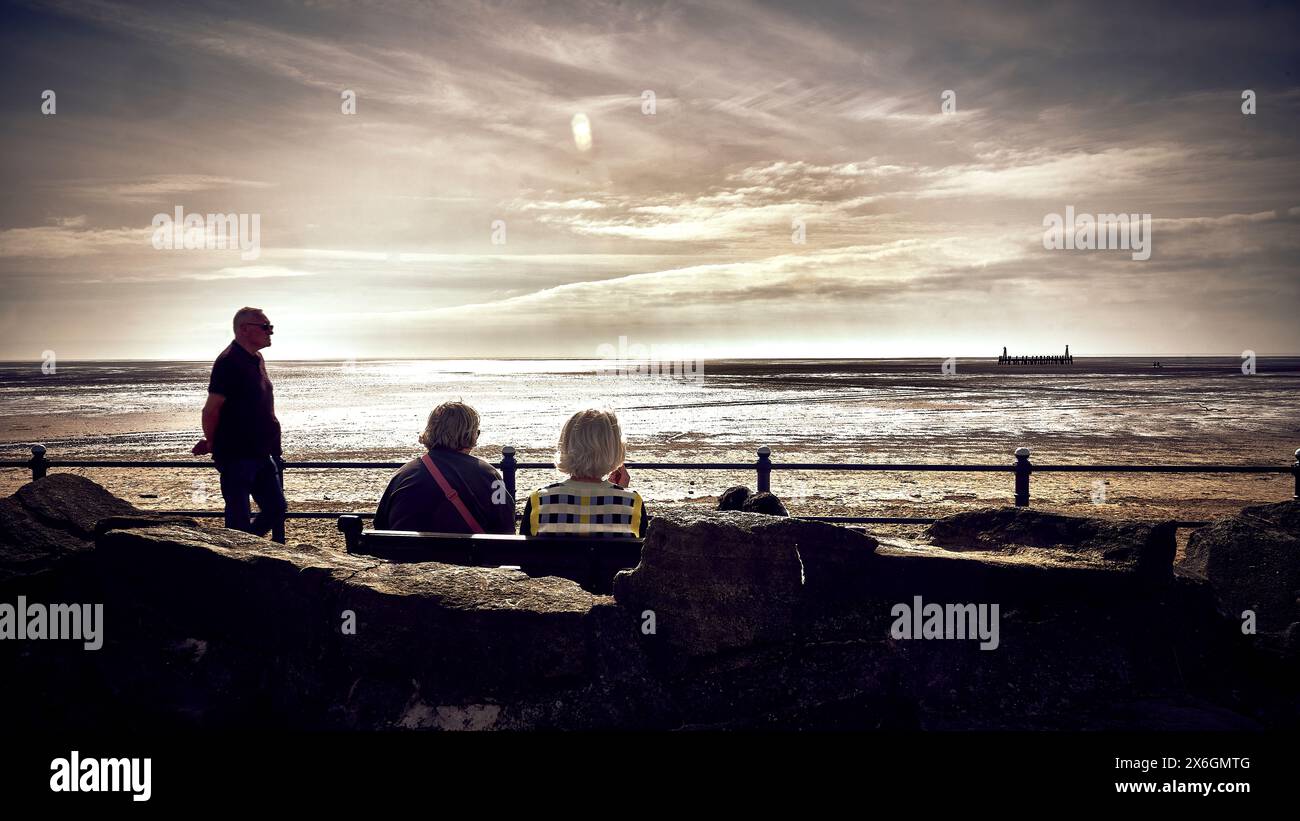 Dramatic sky over St Annes beach and the Ribble estuary,UK Stock Photo ...