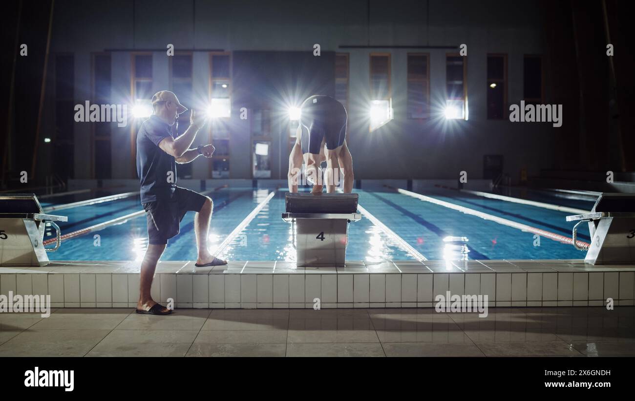 Swimming Pool: Professional Trainer Training Future Champion Swimmer ...