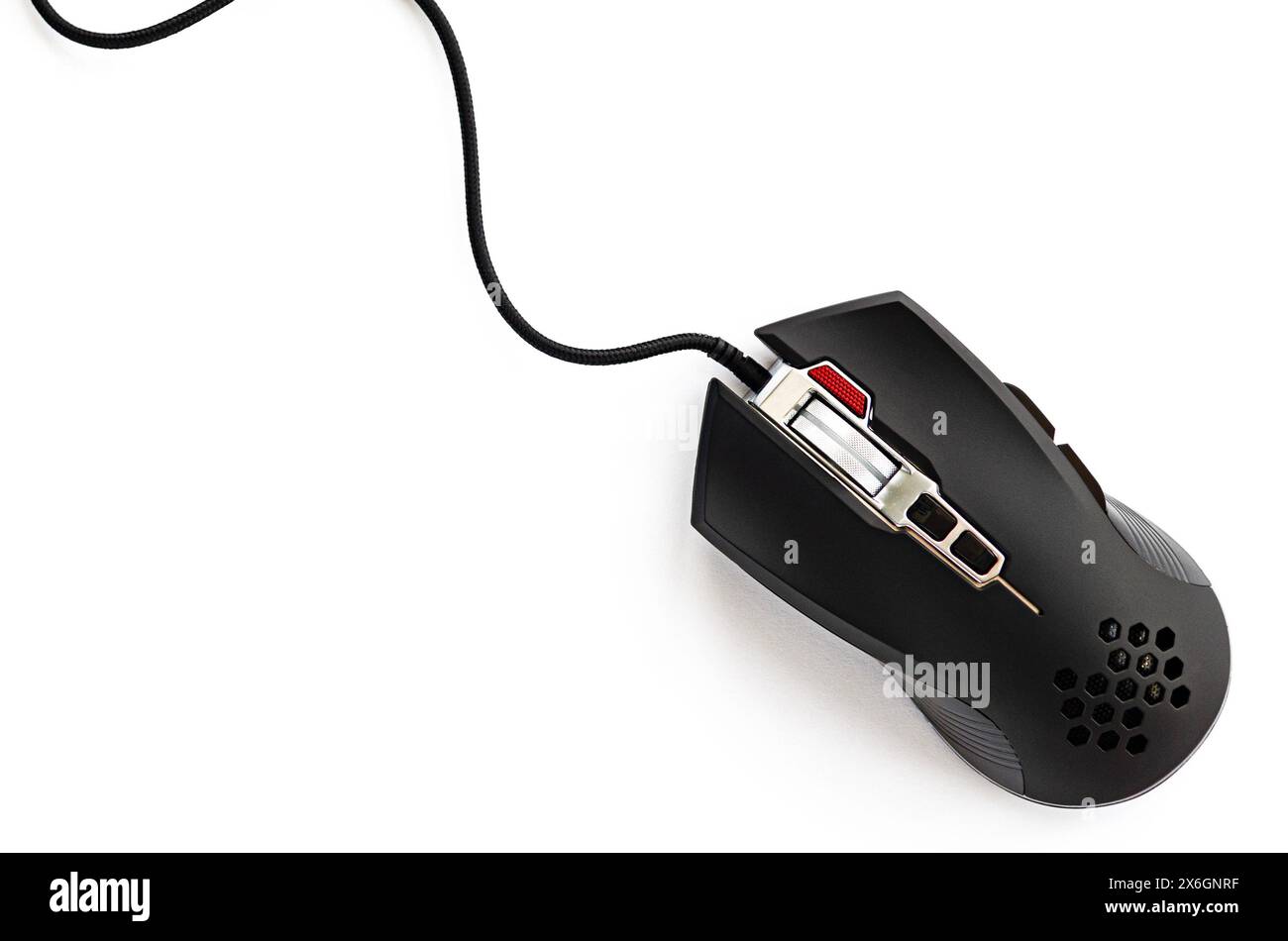 Black computer mouse close-up on a white background. Professional ...