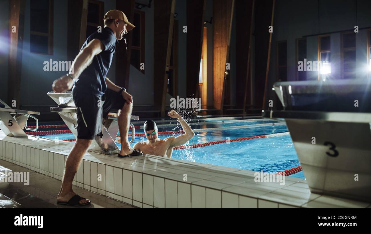 Swimming Pool: Professional Trainer Training Future Champion Swimmer ...