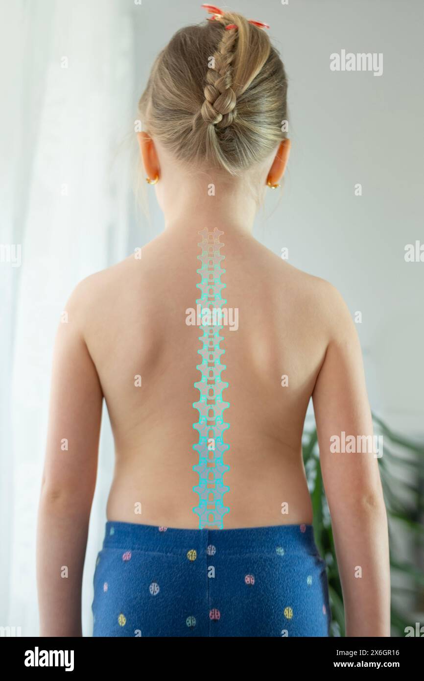 five-year-old child, young girl stands with back straight, showcasing ...