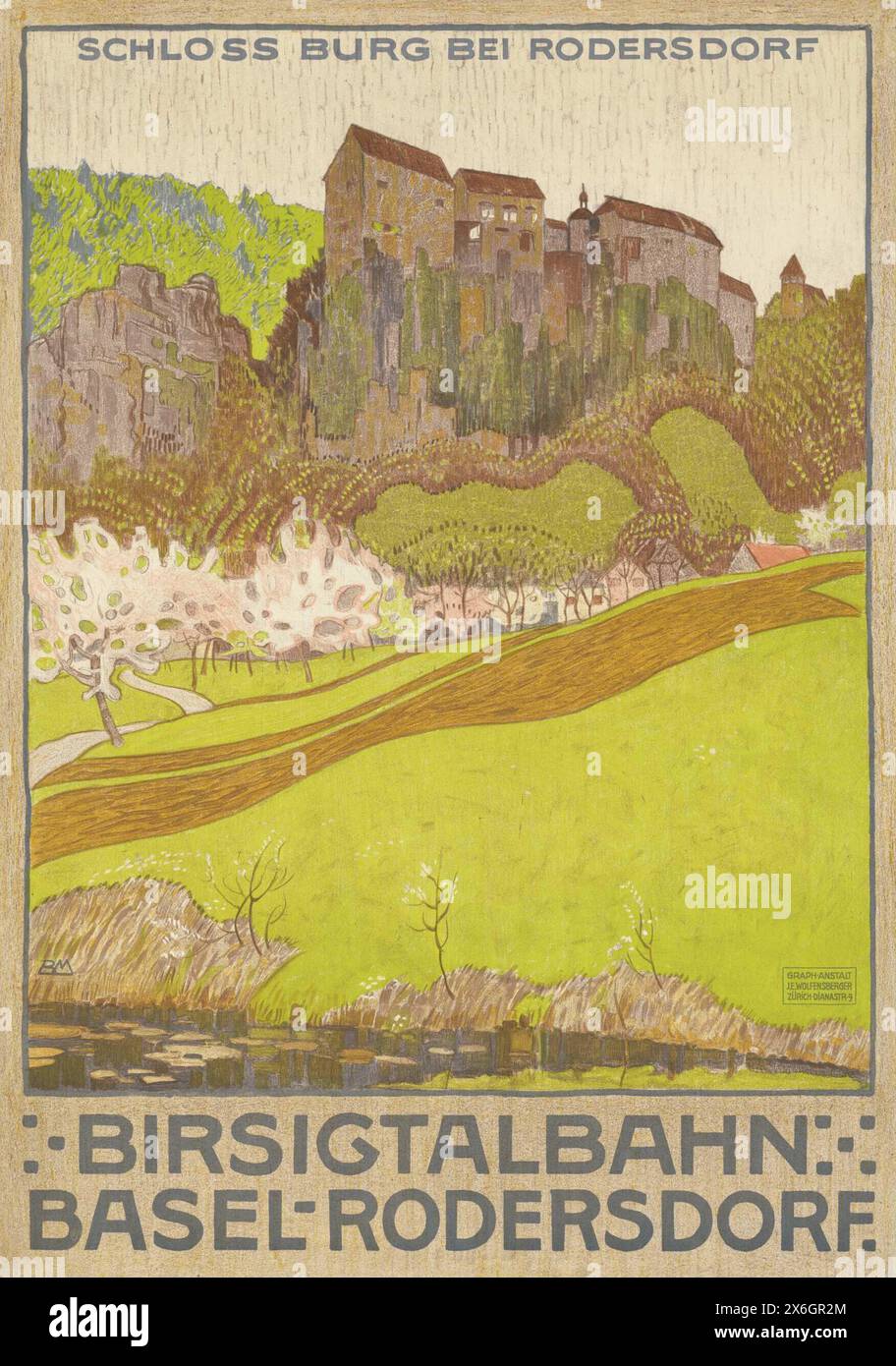 Vintage Swiss Travel Poster for Schloss Burg bei Rodersdorf Switzerland ...