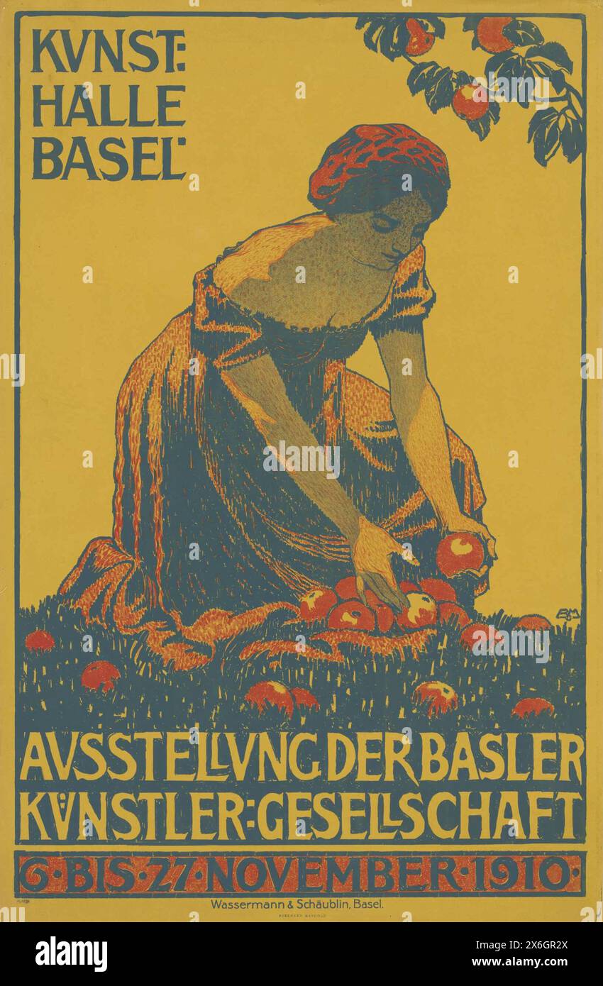 Vintage Swiss Advertising Poster for Kunsthalle Basel. Exhibition of ...