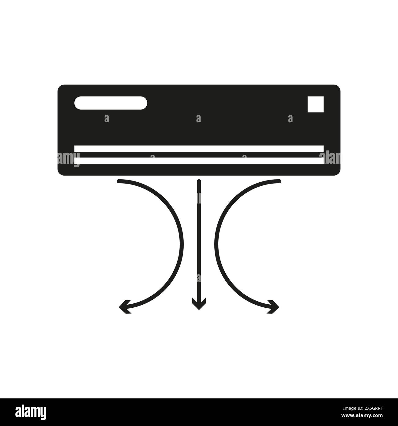 Air conditioning unit icon. Climate control vector symbol. Cool airflow ...