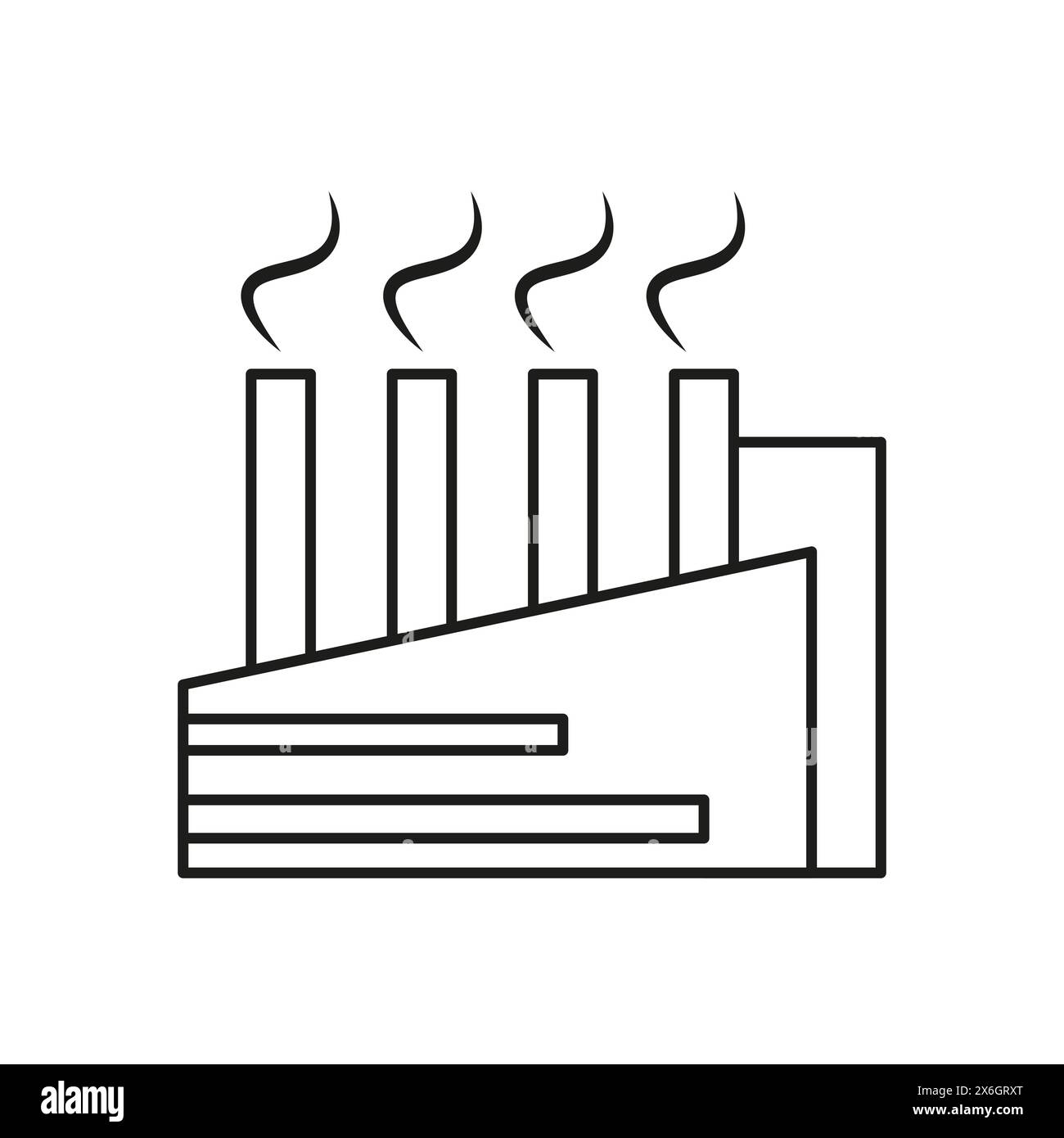 Industrial factory icon. Smokestacks emitting fumes. Vector ...