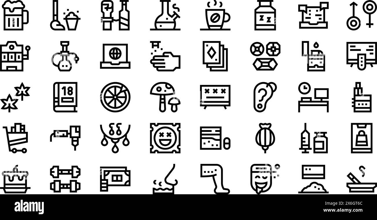 Addictions Icons collection is a vector illustration with editable ...