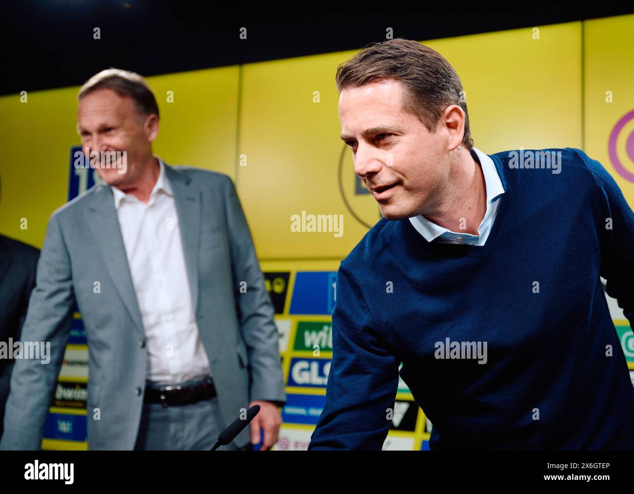 Dortmund, Germany. 15th May, 2024. Lars Ricken (r) arrives at Borussia ...