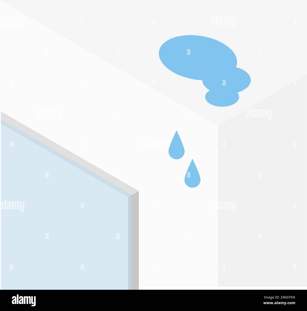 Home renovation, leaky (leaking) ceiling, isometric illustration ...