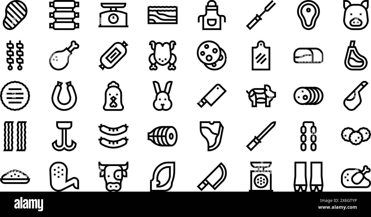Butcher Icons collection is a vector illustration with editable stroke ...
