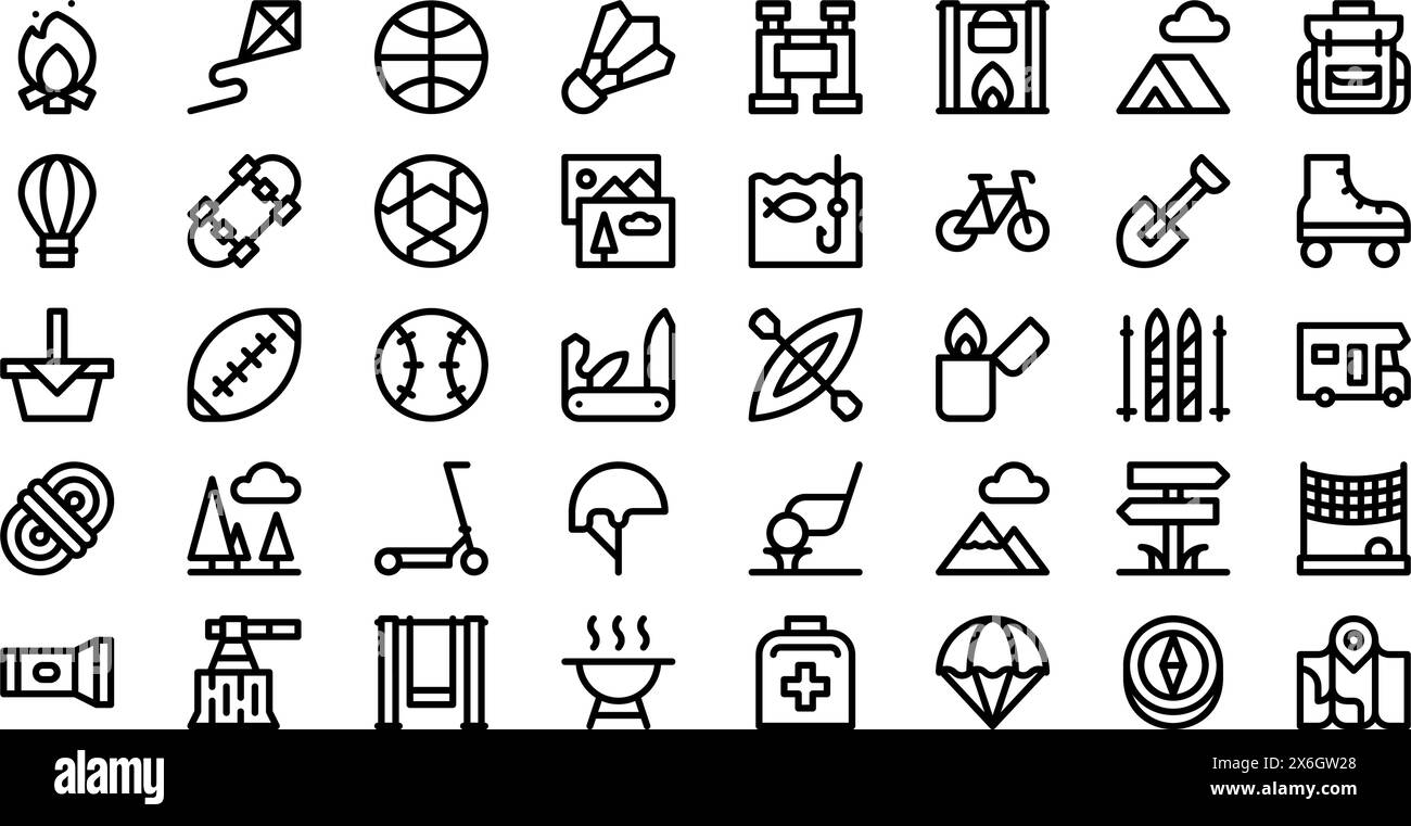Outdoor Activities Icons collection is a vector illustration with editable stroke Stock Vector ...