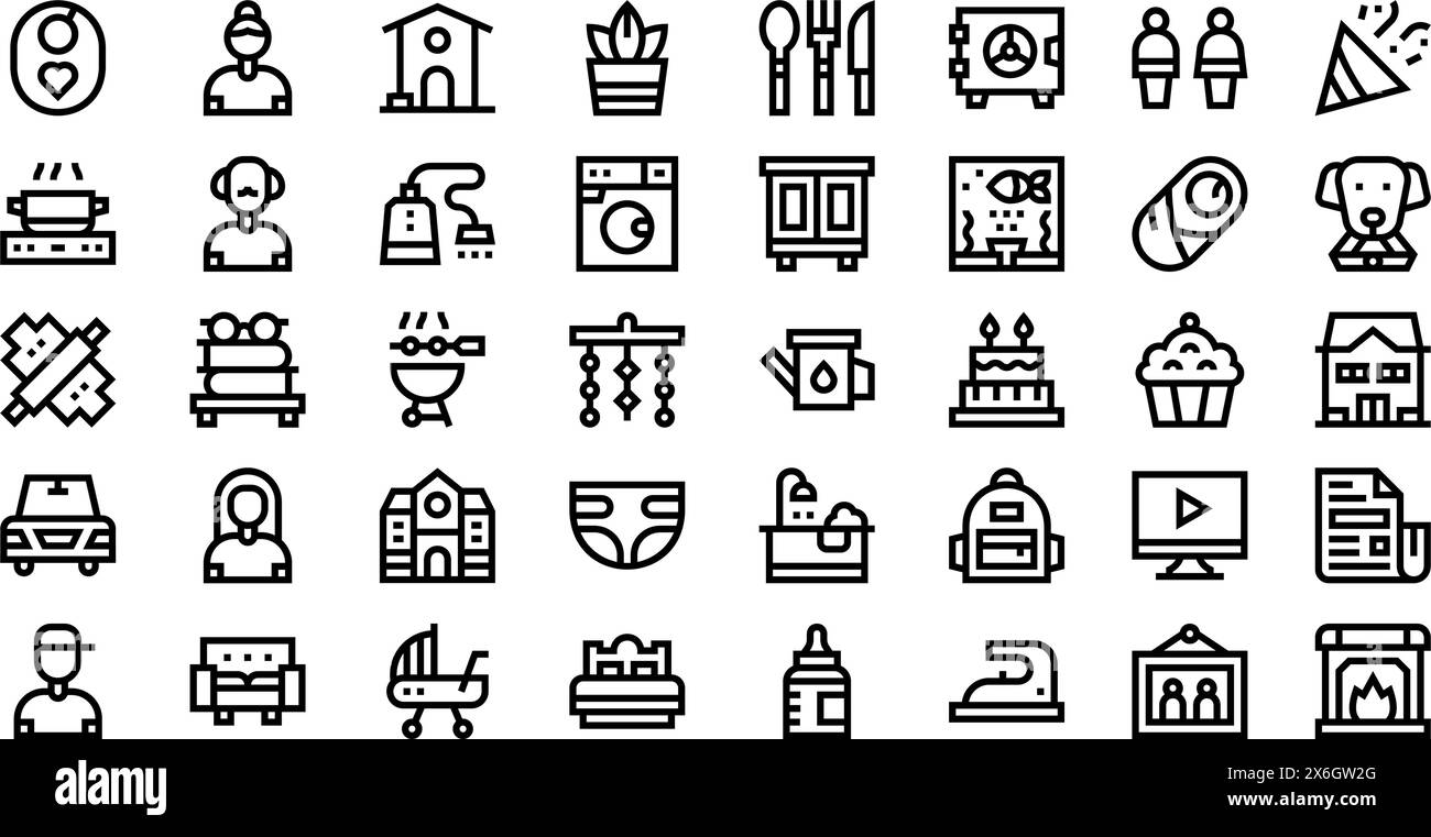 Family Life Icons Stock Vector Image & Art - Alamy