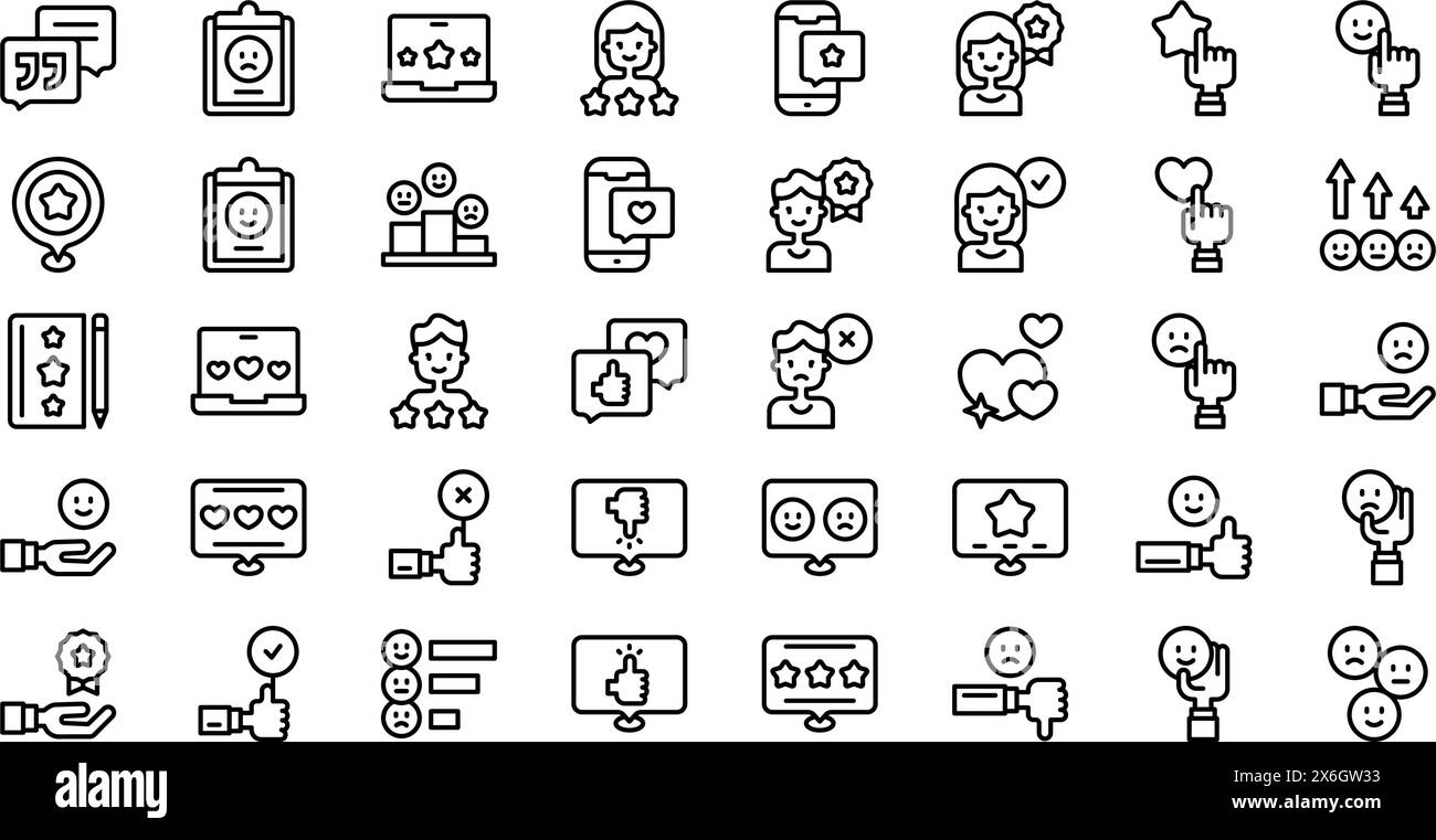 Collection customer service icons Black and White Stock Photos & Images ...