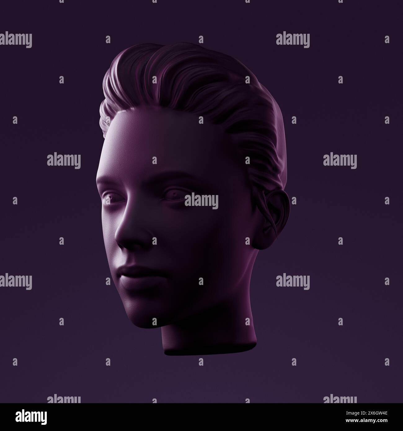 Atmoshperic light CGI sculpture of human head Stock Photo - Alamy