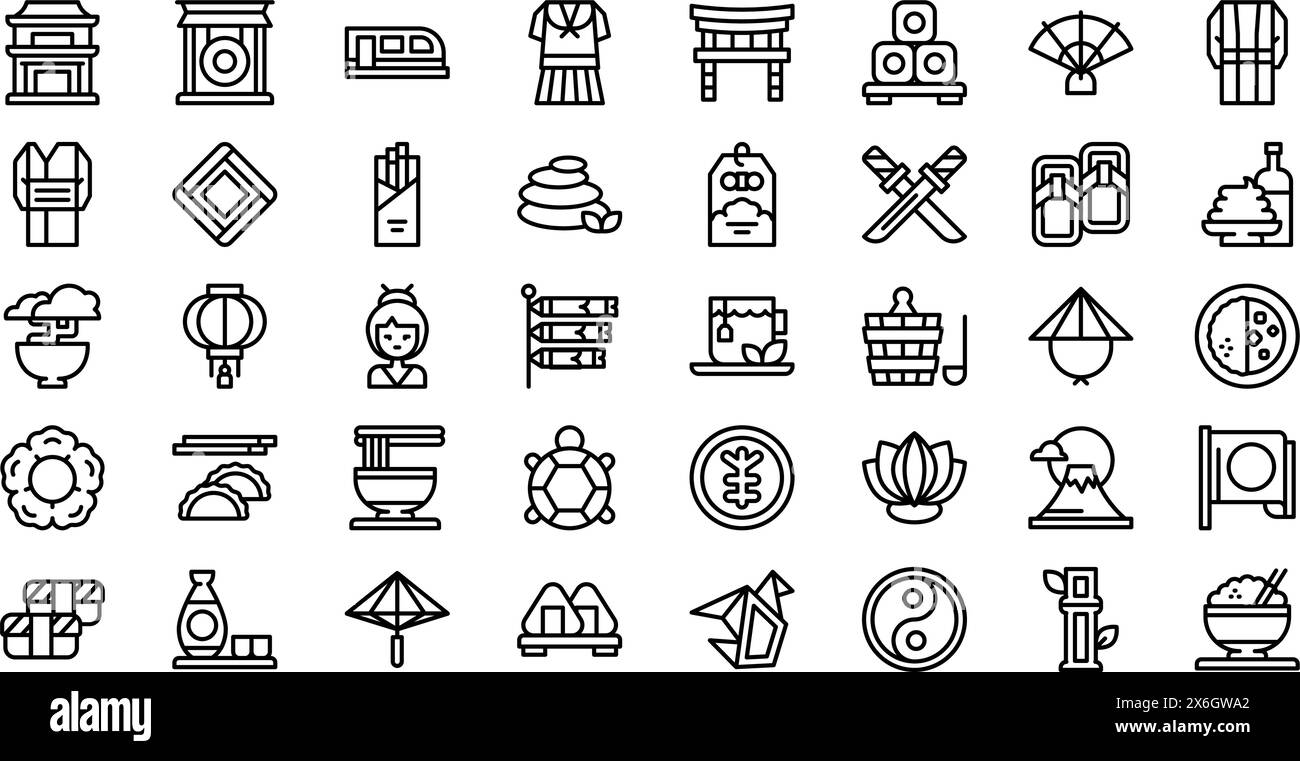 Japan Icons collection is a vector illustration with editable stroke ...