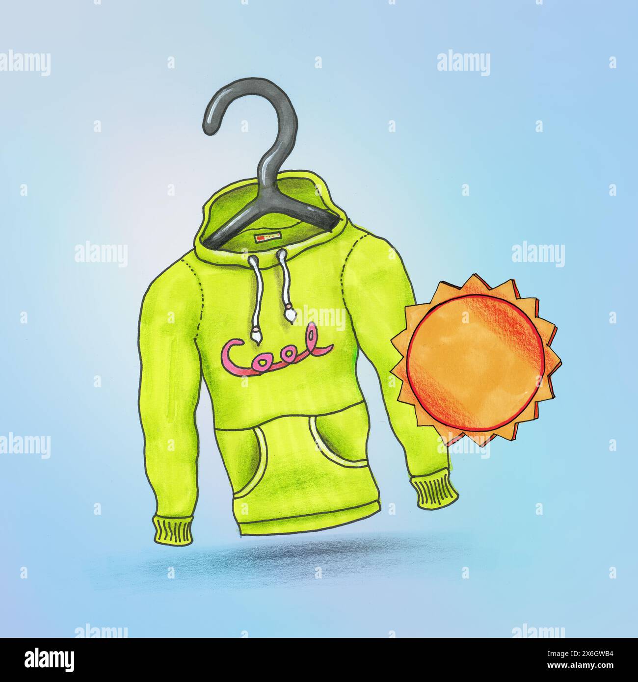 Hoodie - piece and type of clothing - 2d icon hand-drawn illustration ...