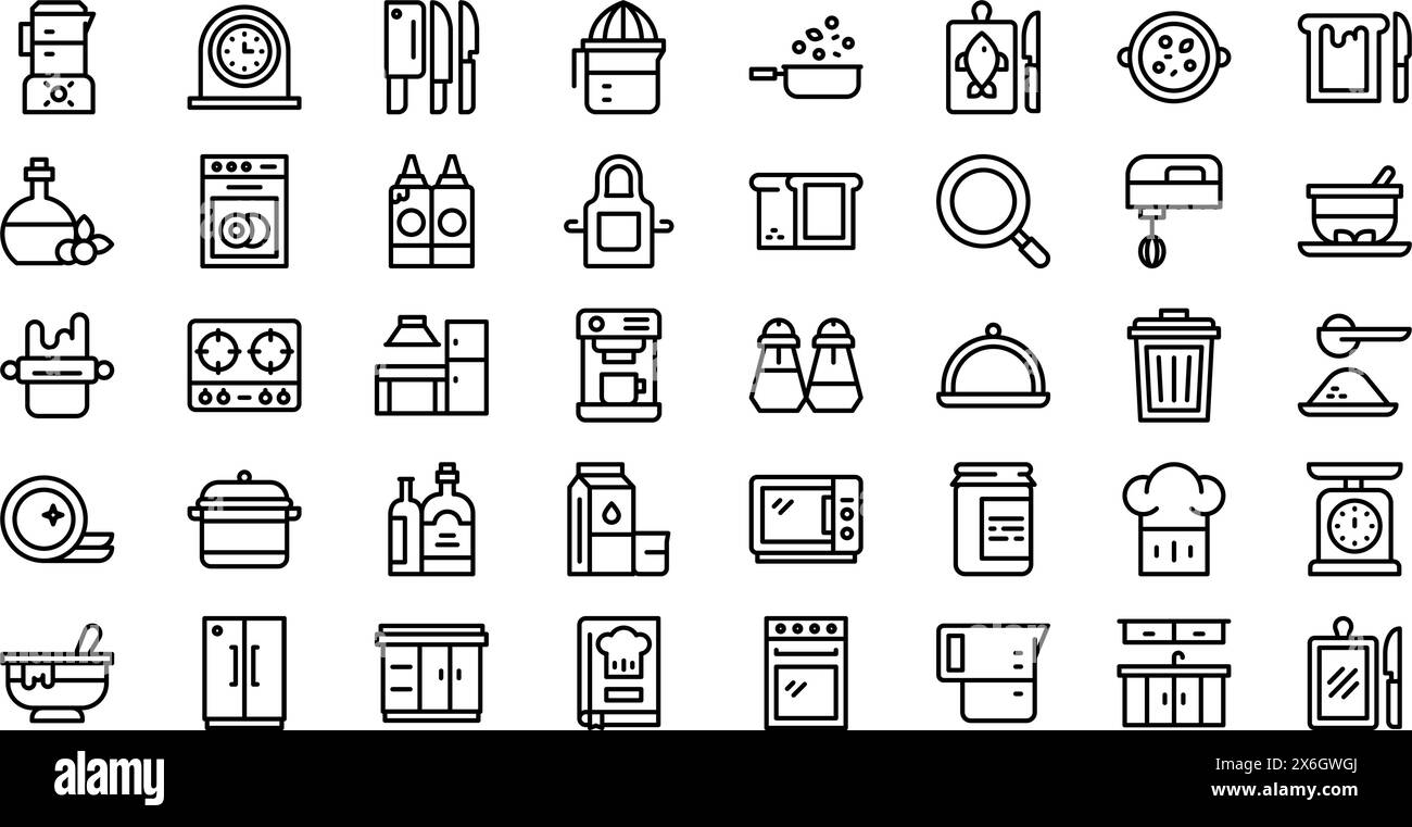 Kitchen Icons collection is a vector illustration with editable stroke ...
