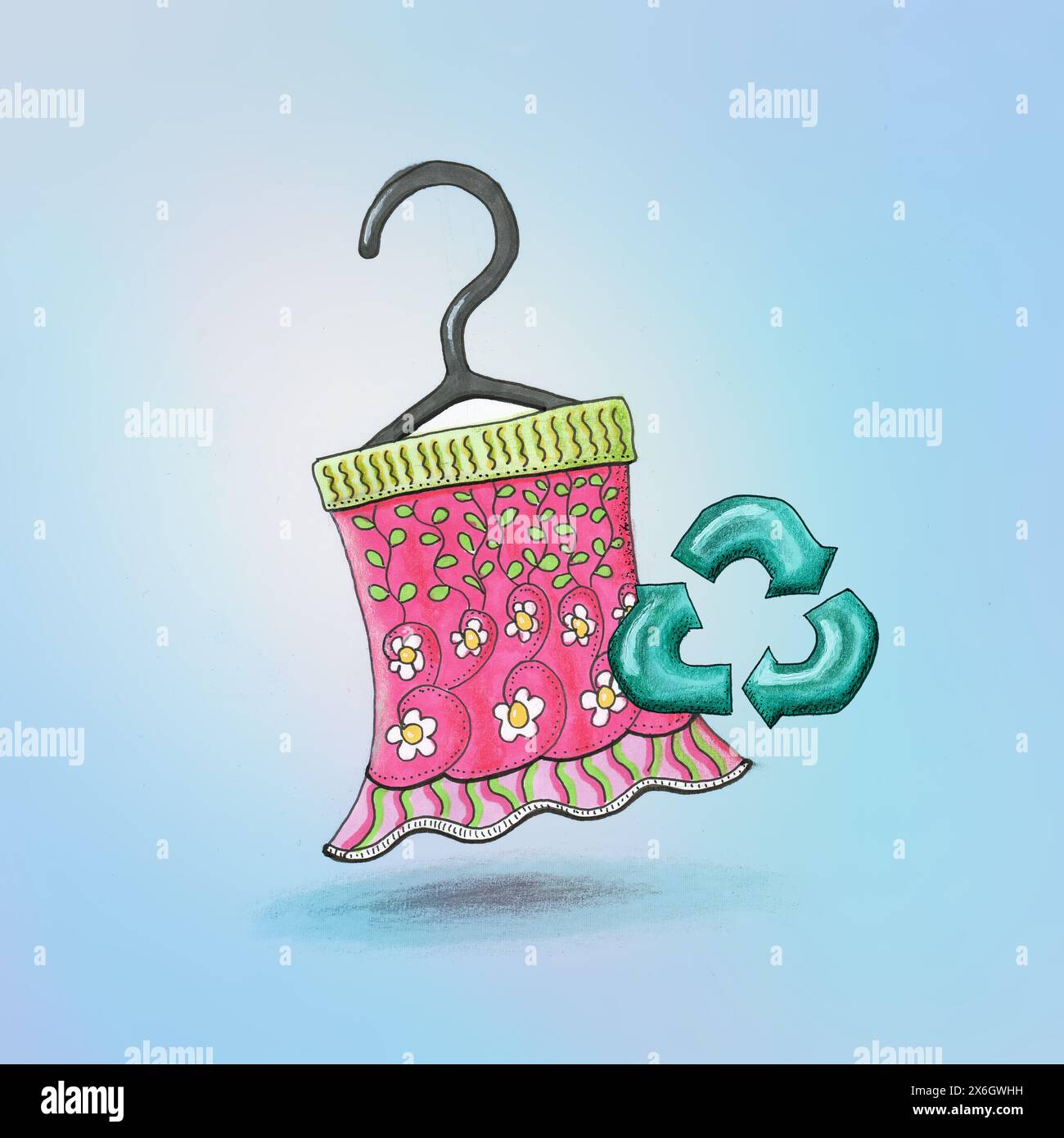 Skirt - piece and type of clothing - 2d icon hand-drawn illustration ...