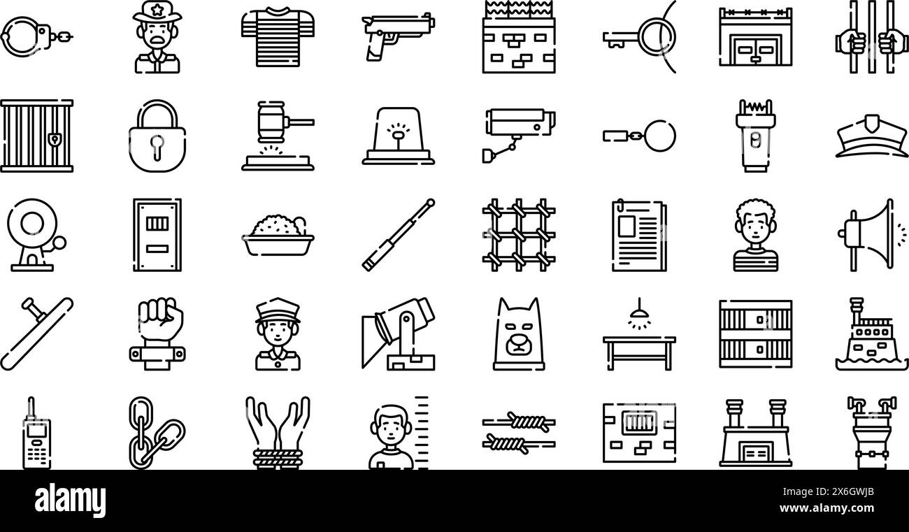 Prison Icons collection is a vector illustration with editable stroke ...