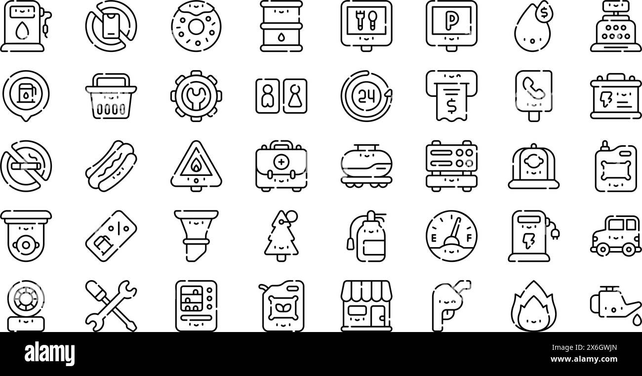 Gas Station Icons collection is a vector illustration with editable ...