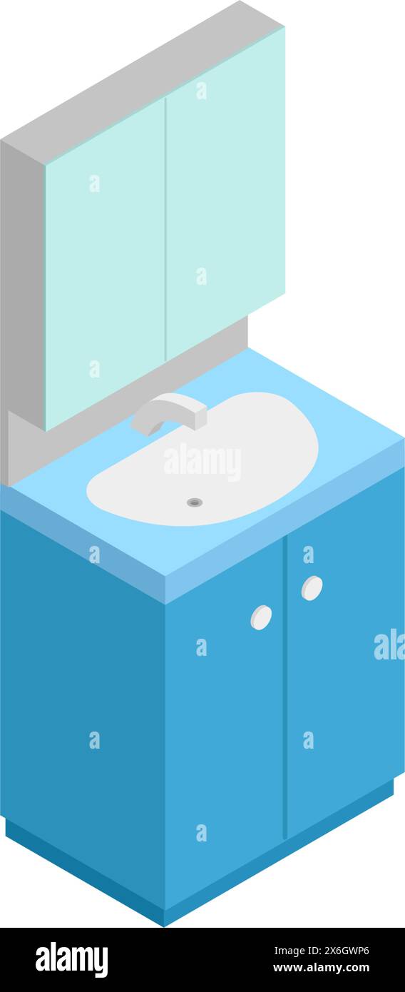 Home remodeling, freestanding vanity, isometric illustration, Vector ...
