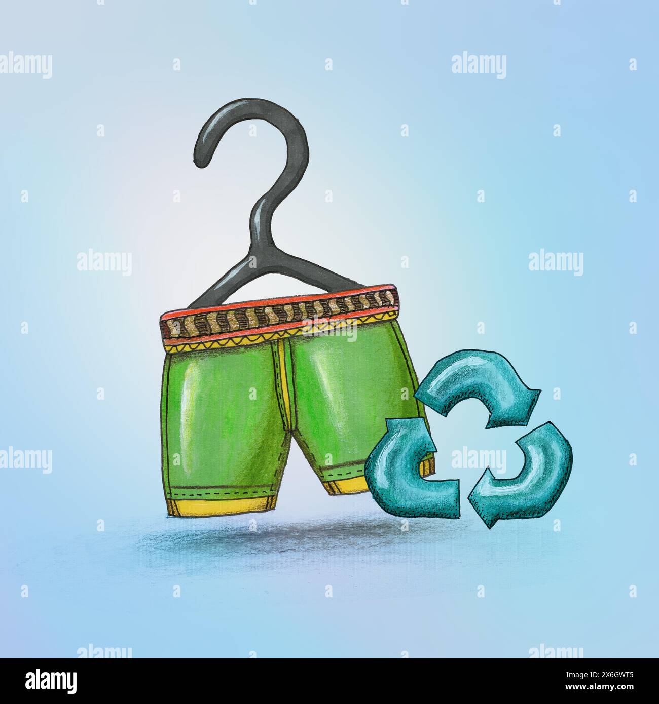 Shorts - piece and type of clothing - 2d icon hand-drawn illustration ...