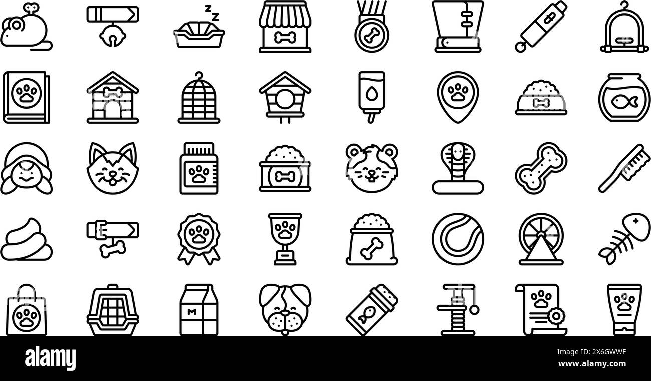 Pets Icons collection is a vector illustration with editable stroke ...