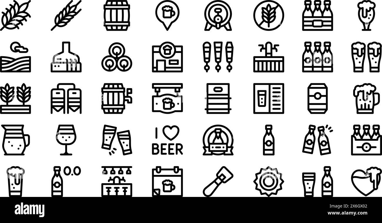 Beer Icons collection is a vector illustration with editable stroke ...