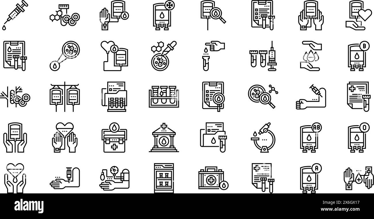 Blood Donation Icons collection is a vector illustration with editable ...