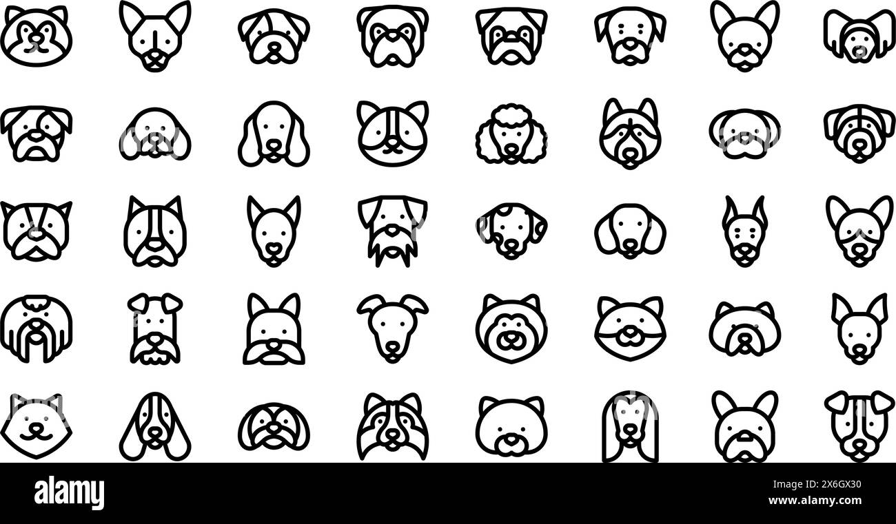 Dogs Icons collection is a vector illustration with editable stroke ...