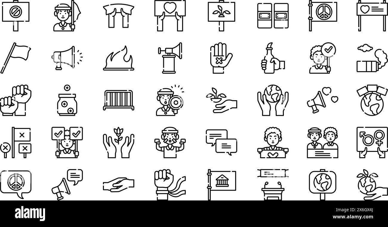 Activism Icons collection is a vector illustration with editable stroke ...