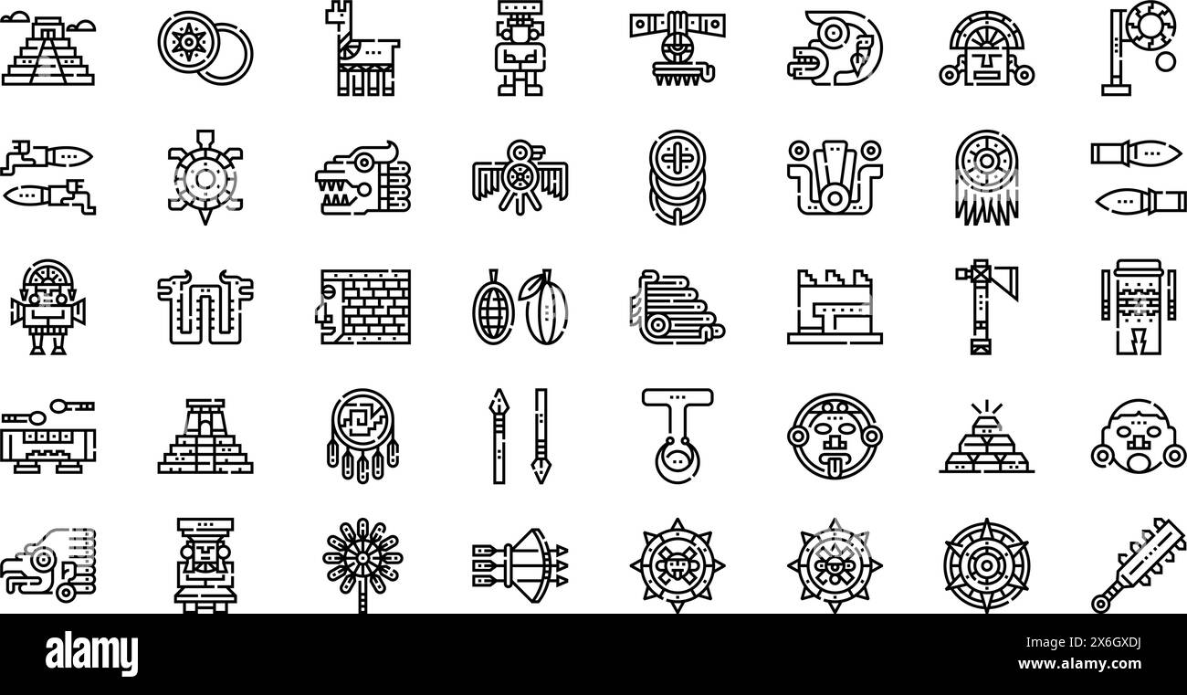 Aztec Icons collection is a vector illustration with editable stroke ...