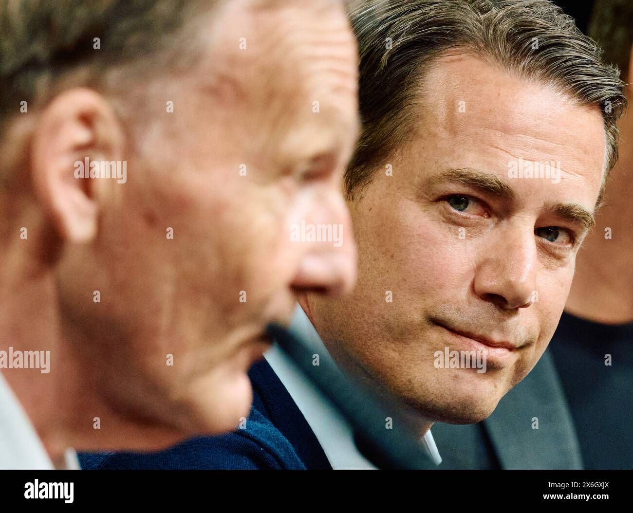 Dortmund, Germany. 15th May, 2024. Lars Ricken (r) attends a Borussia ...